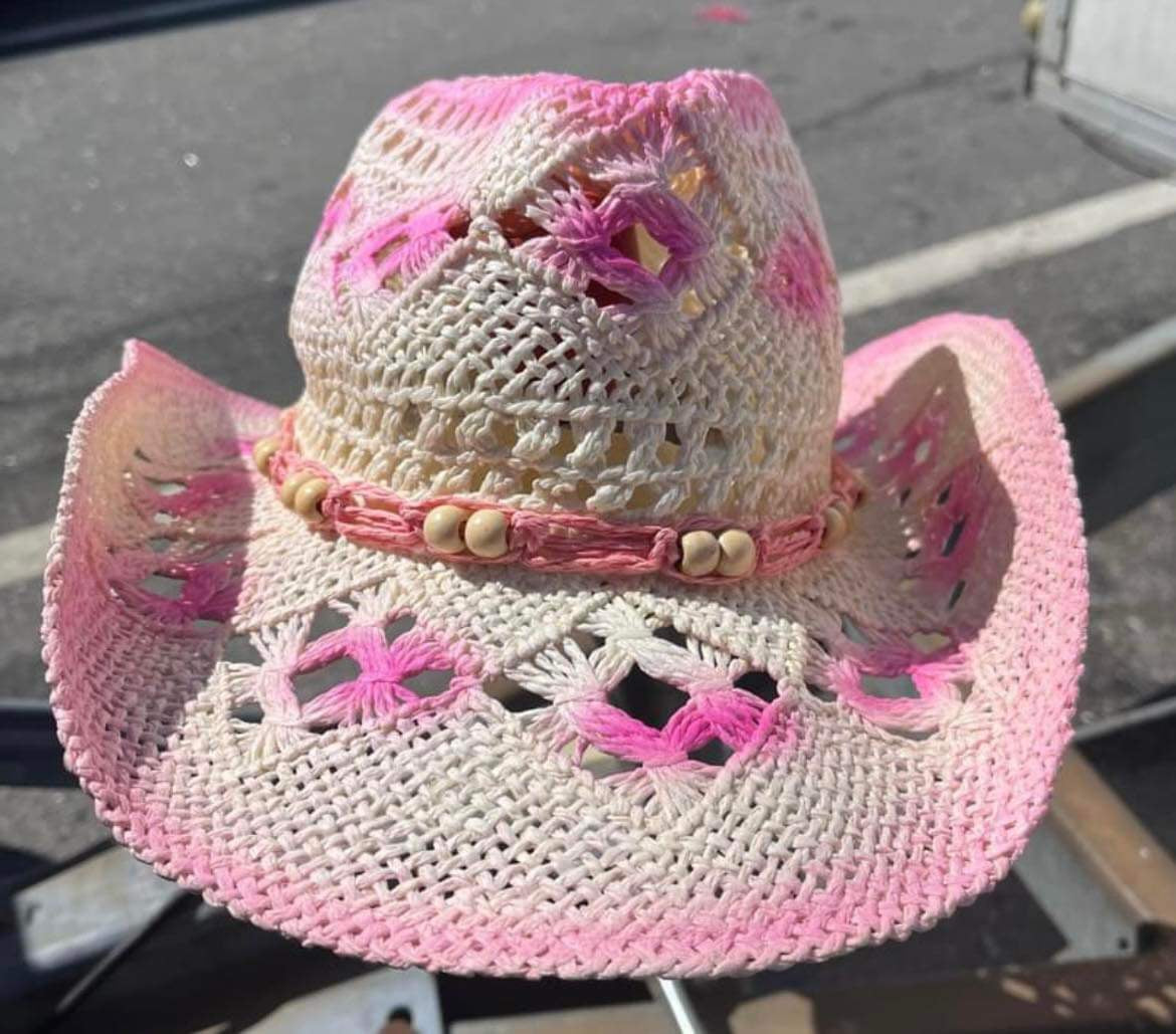 Straw hat (rosa) – Zelling.no